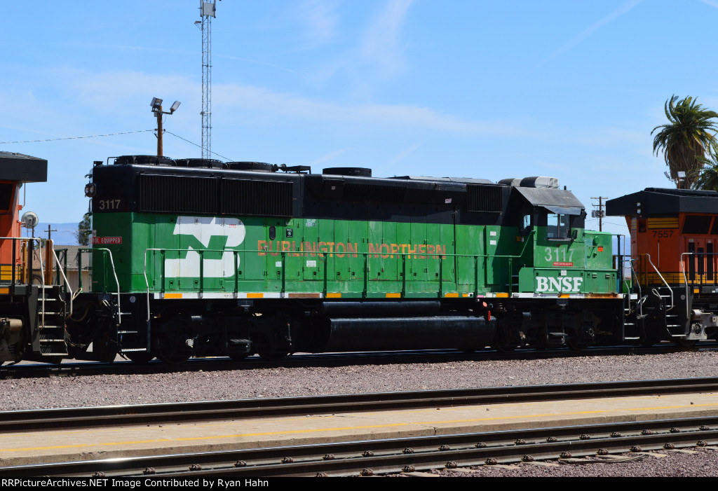 BNSF 3117 Backing into Needles Yard